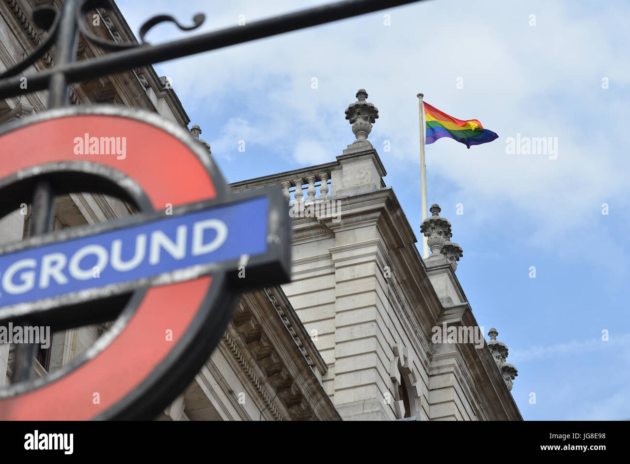 Westminster, London, UK. 4th July, 2017. Rainbow flags for Pride 2017 ...