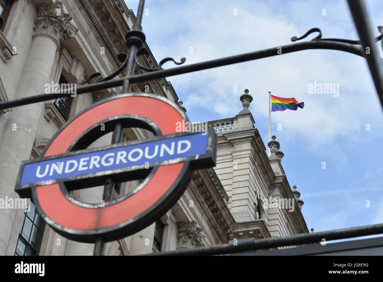 Westminster, London, UK. 4th July, 2017. Rainbow flags for Pride 2017 ...