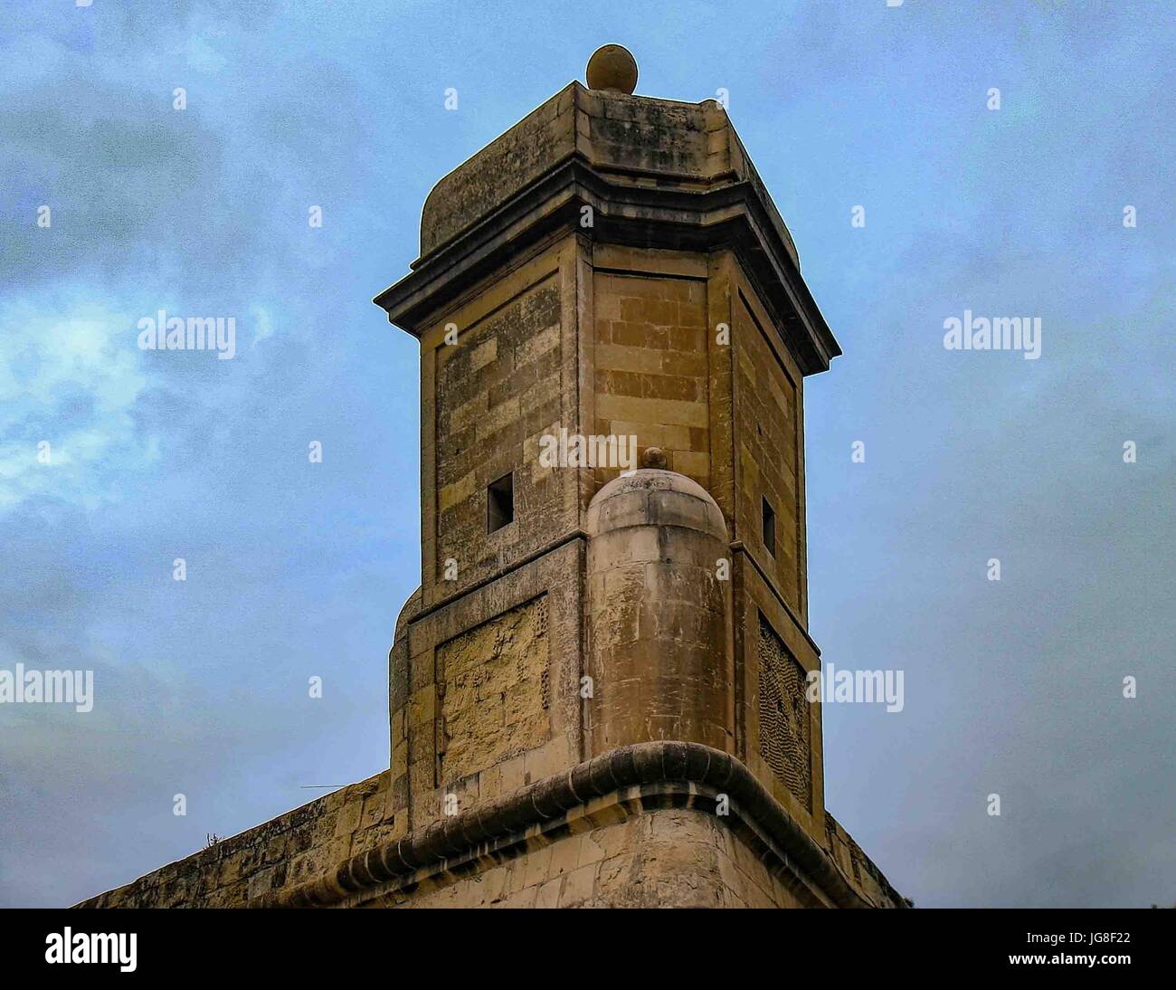 Valletta, Malta. 11th Oct, 2004. A sentry turret projects from the ...