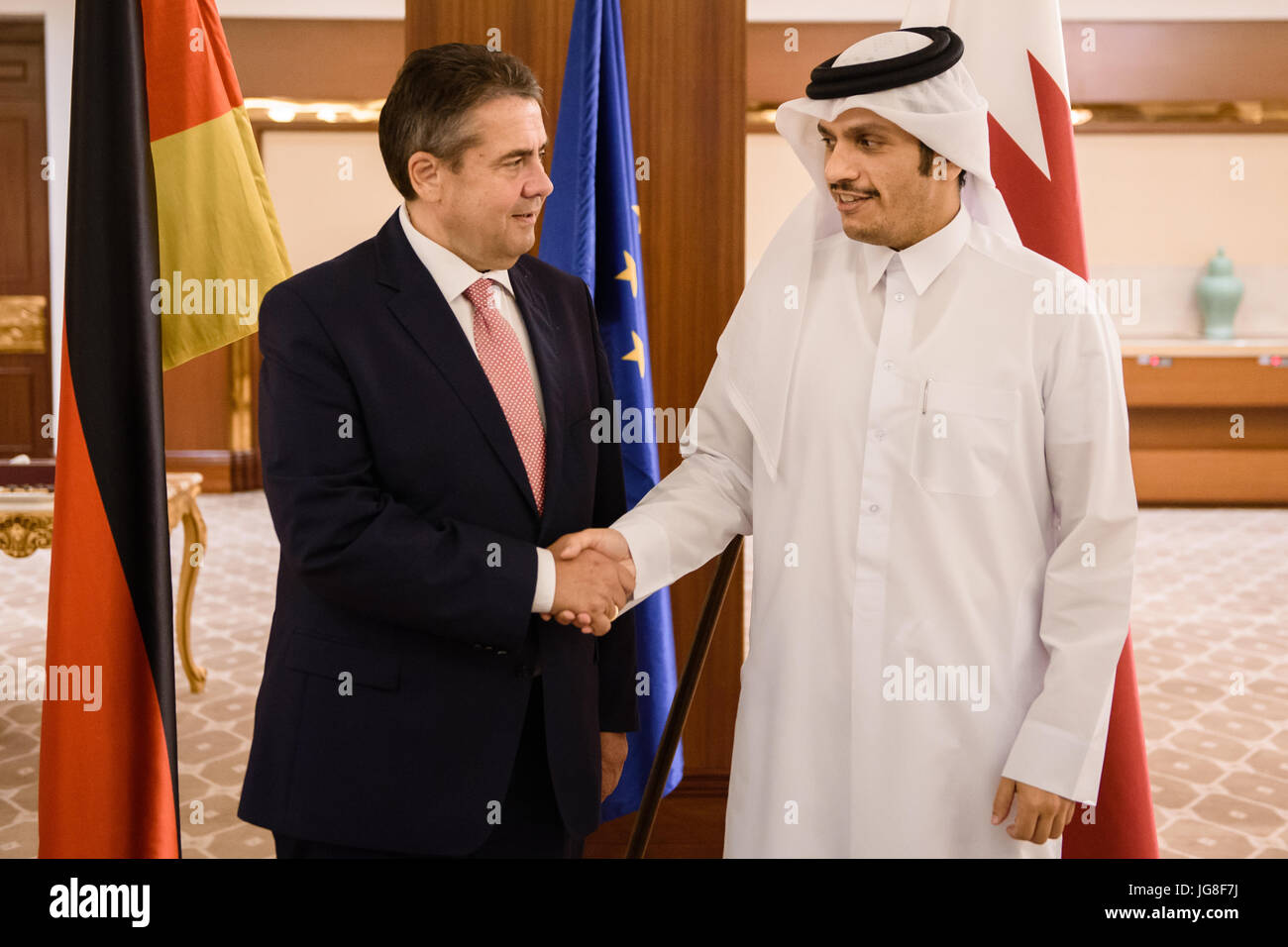 Doha, Qatar. 4th Jul, 2017. German Foreign Minister Sigmar Gabriel (SPD ...
