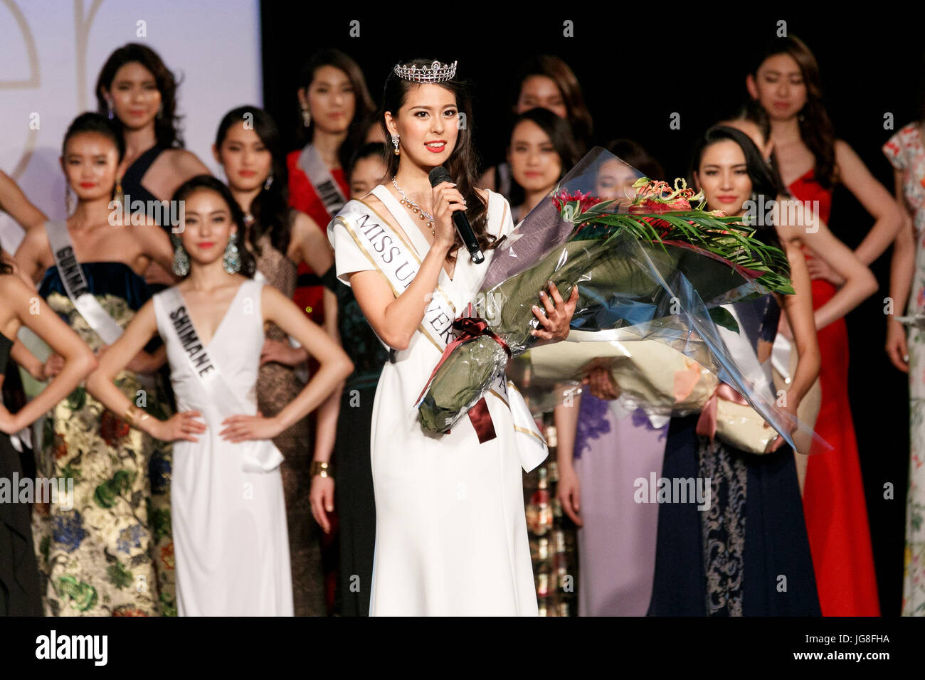 Miss Universe Japan 2017 winner Momoko Abe speaks during the Miss ...