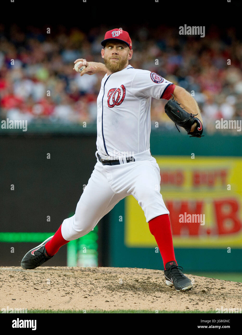 Washington Nationals starting pitcher Stephen Strasburg (37) works in ...