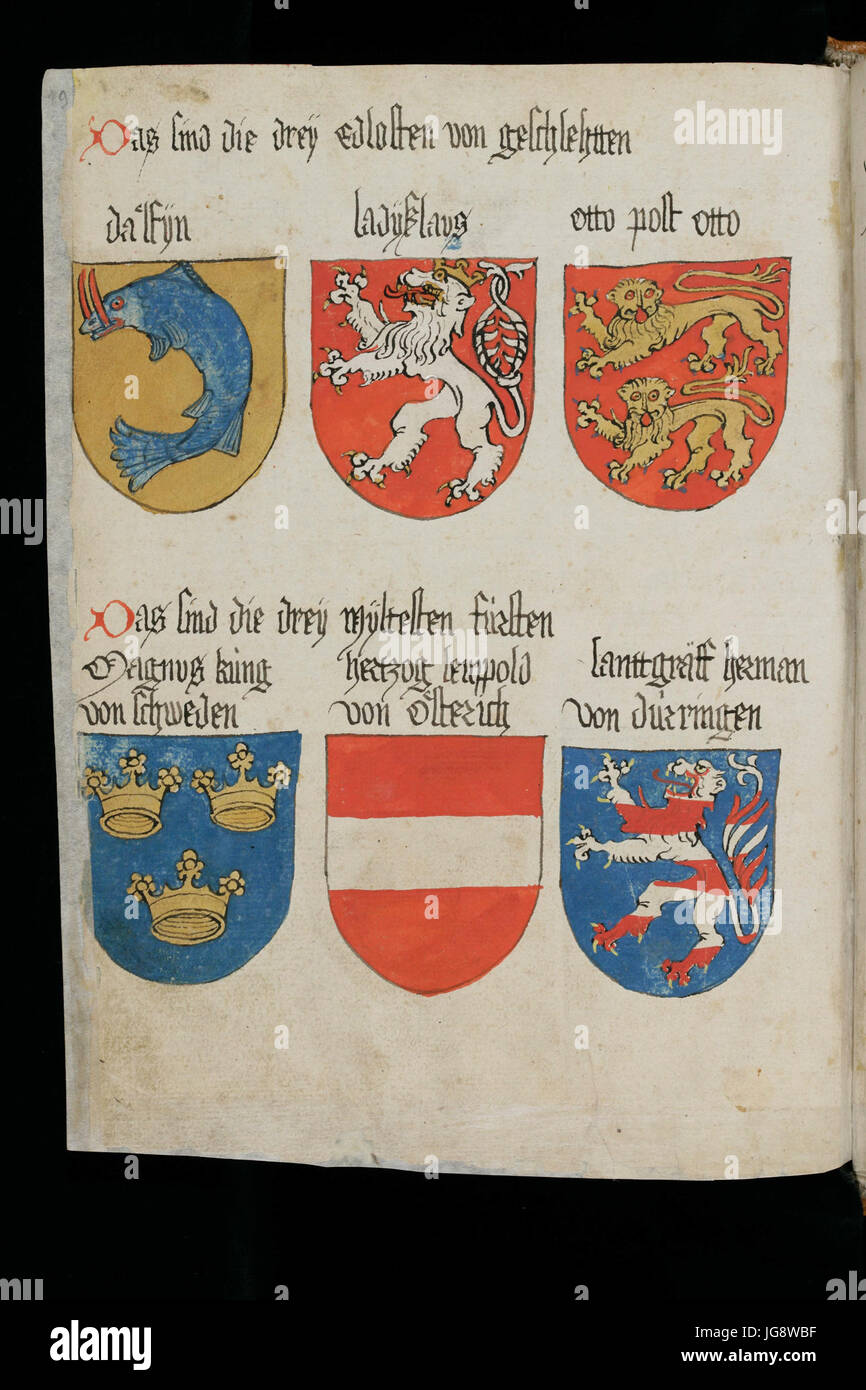 This illustration is part of a heraldic book, 'Wappenbuch,' focusing on ...