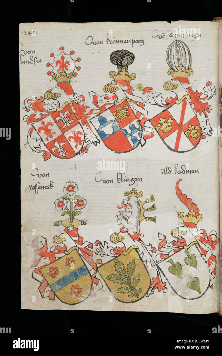 This is a heraldic book, *Wappenbuch Röscher*, which showcases the ...