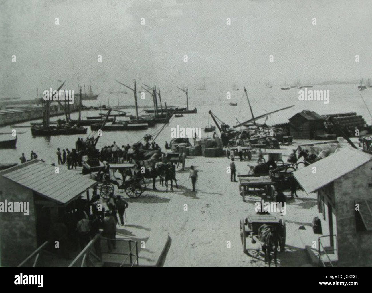 Waterport Wharf Gibraltar in 1878 Stock Photo - Alamy