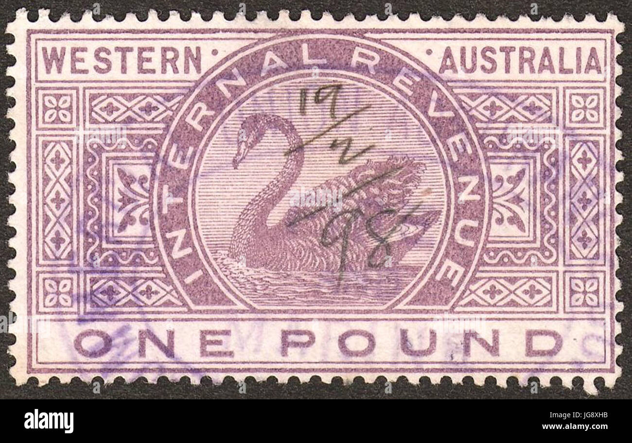 Western Australia 1898 Internal Revenue C2A31 Swan stamp Stock Photo ...