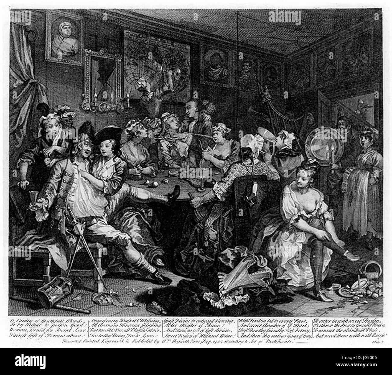 William Hogarth - A Rake s Progress - Plate 3 - The Tavern Scene Stock ...
