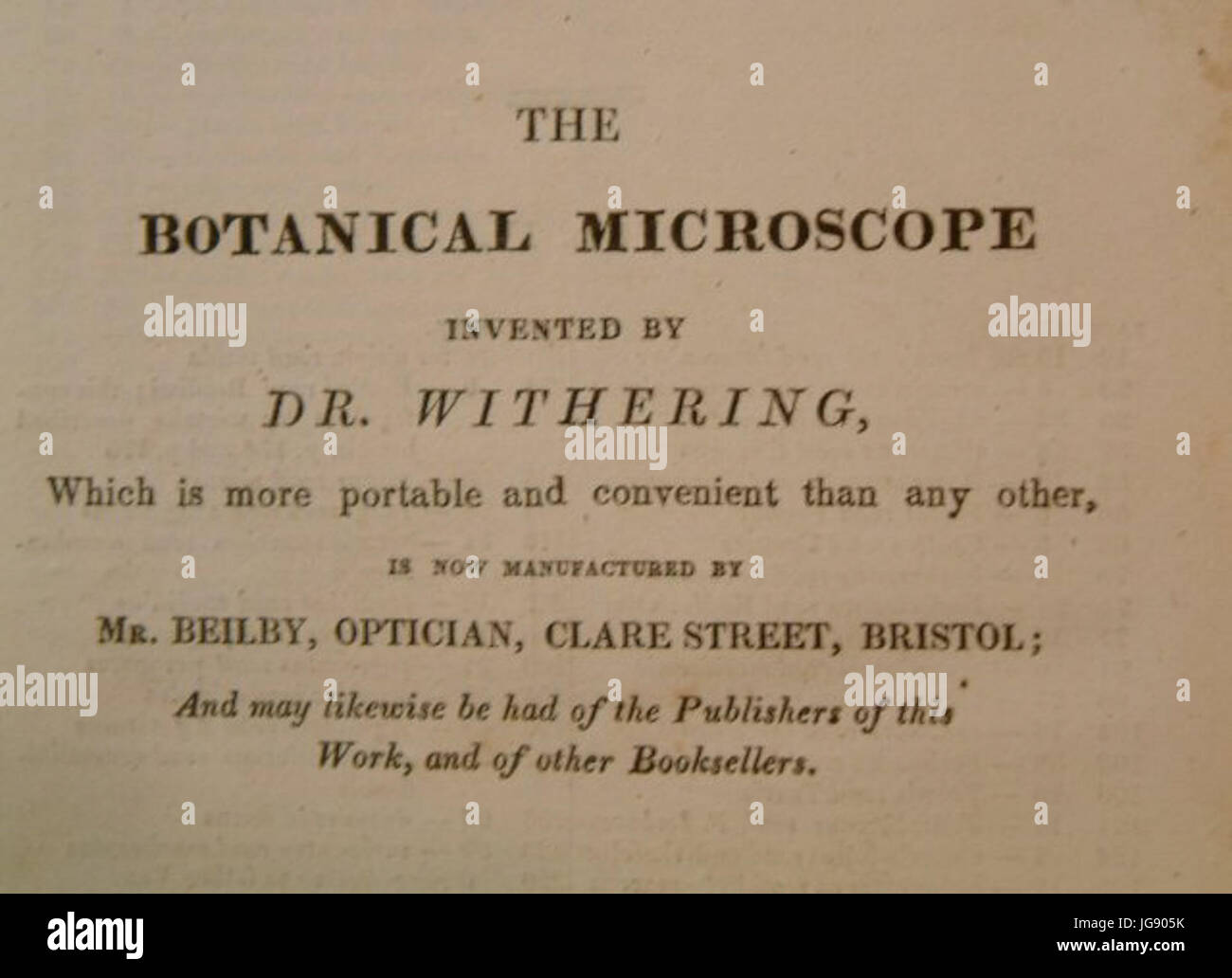 William Withering microscope advert 28183029 Stock Photo - Alamy