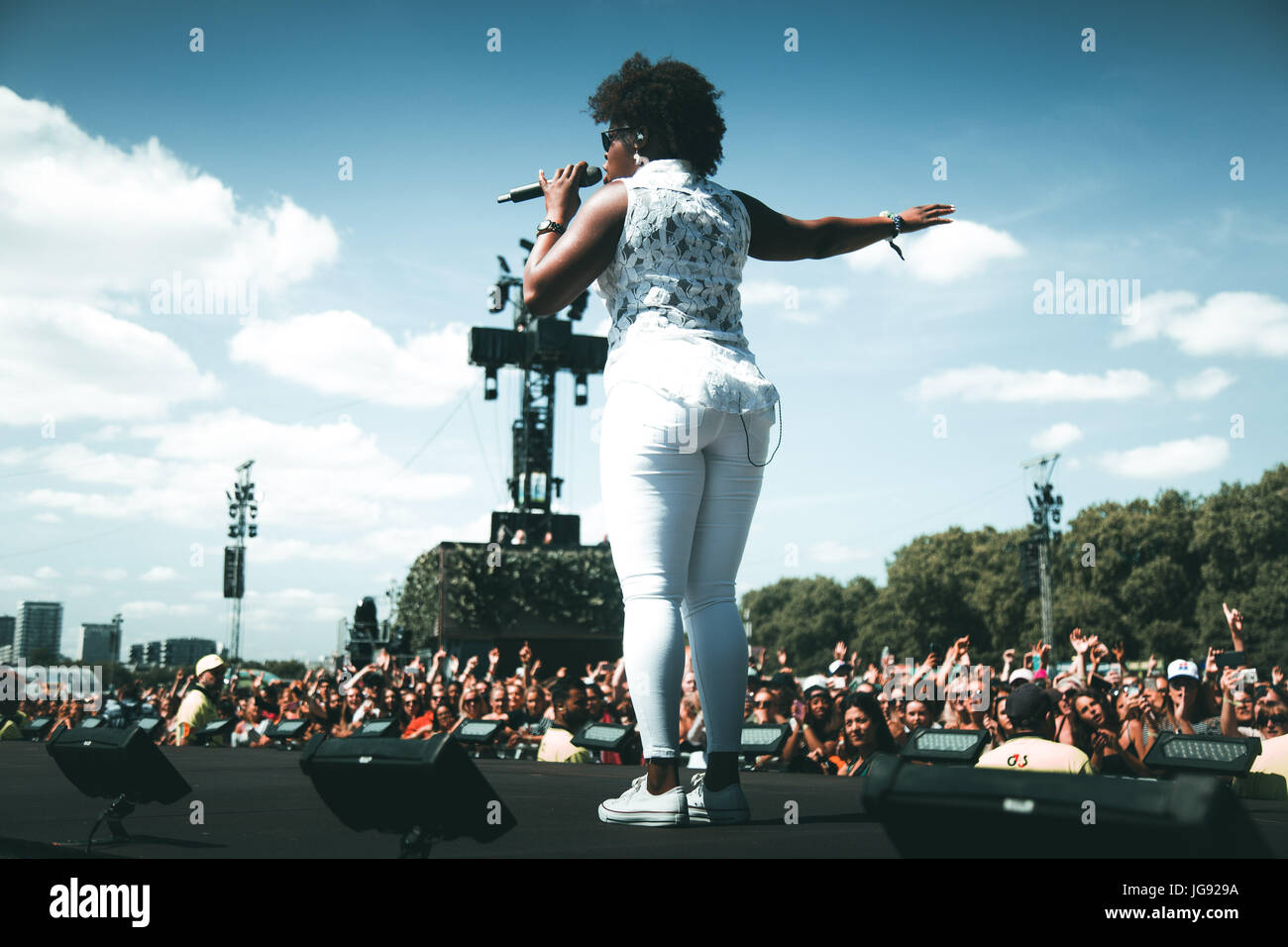 Naughty Boy and ShezAr performing at Barclaycard British Summertime in ...