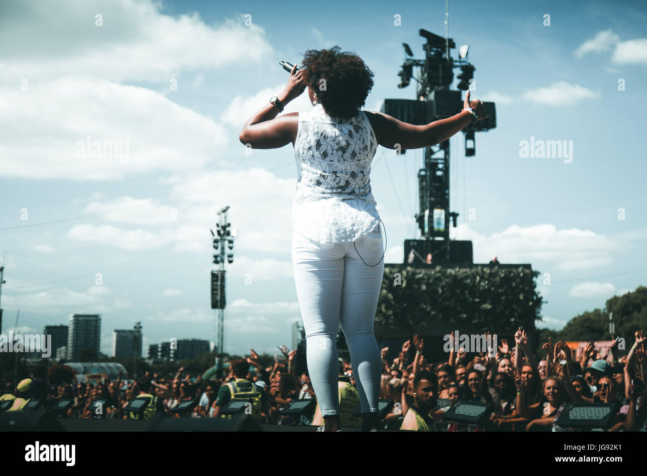 Naughty Boy and ShezAr performing at Barclaycard British Summertime in ...