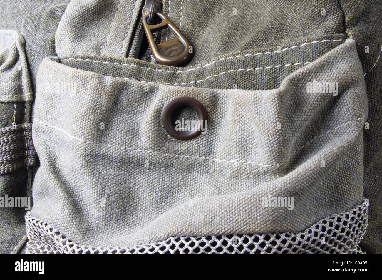 closeup of the fittings and seams in the brown backpack Stock Photo - Alamy