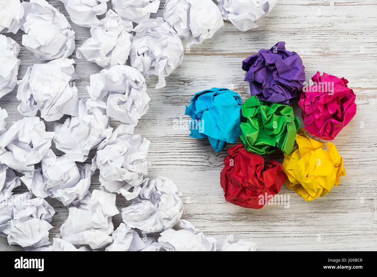 Set of crumpled paper balls with some colorful Stock Photo - Alamy