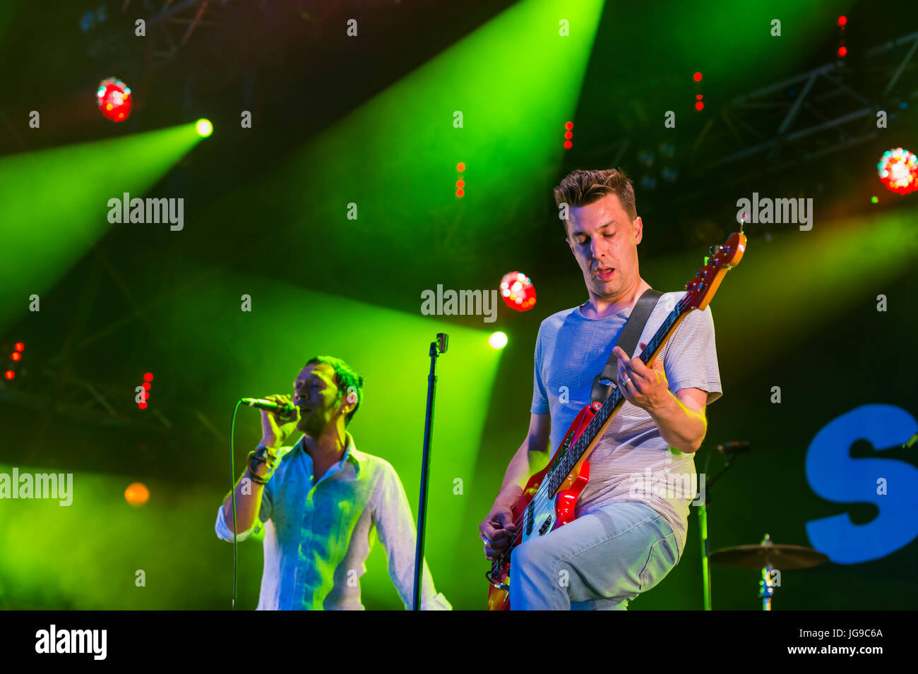 Dundrennan Scotland, UK - July 25, 2014: English indie rock band Shed ...