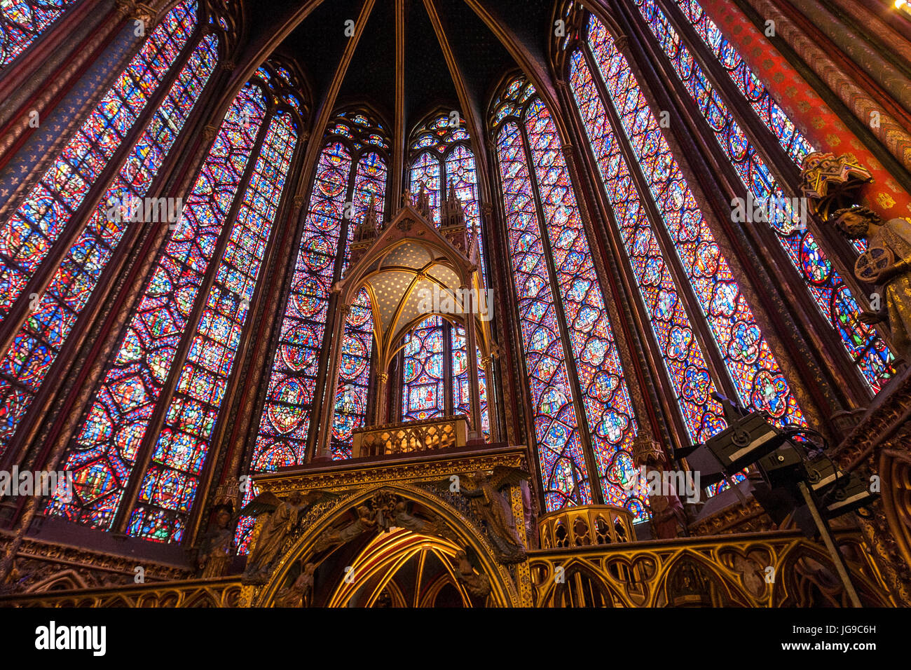 Stained Glass Interior of Sainte-Chapelle, Holy Chapel, royal chapel in ...