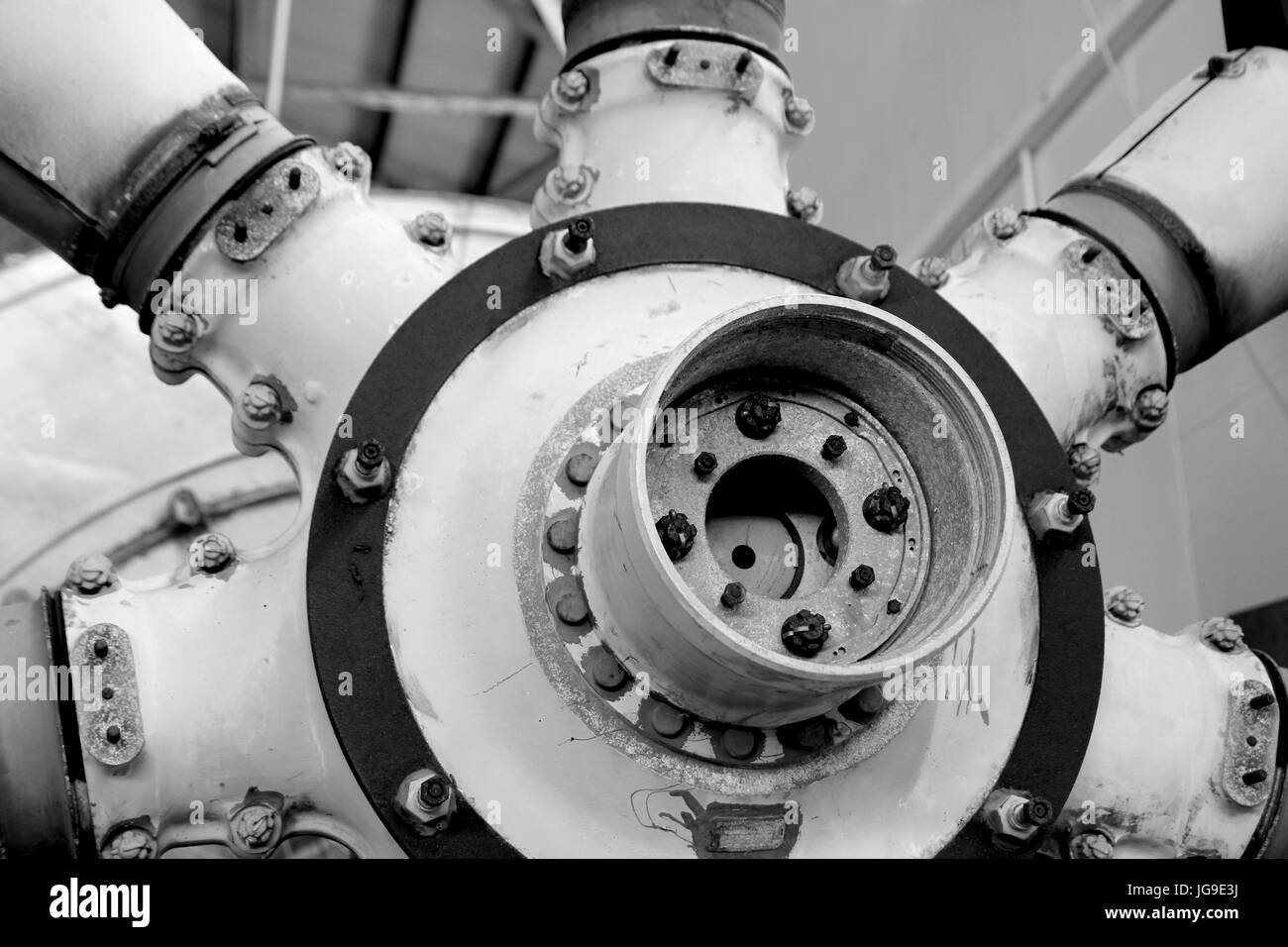 Black and white detail of an old hovercraft turbine lift fan Stock ...