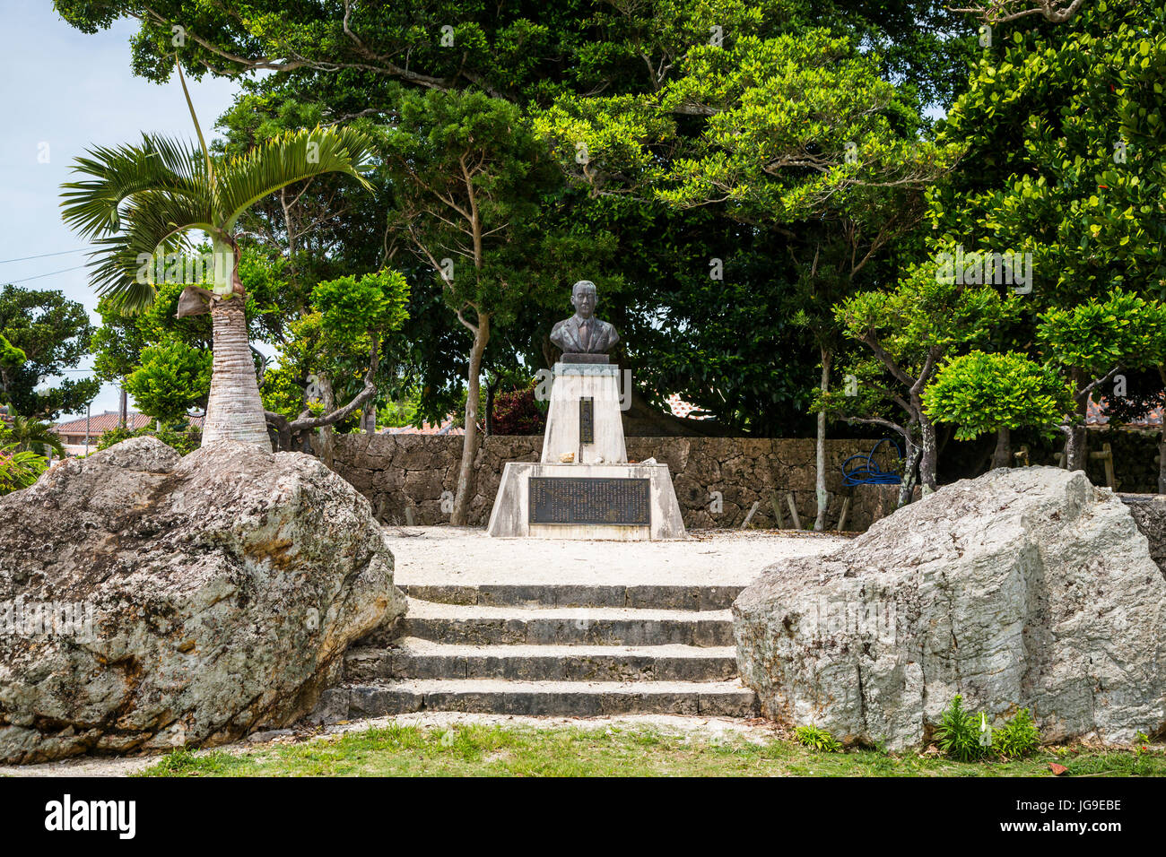 A memorial statue on Taketomi Island, Okinawa Prefecture, Japan Stock ...