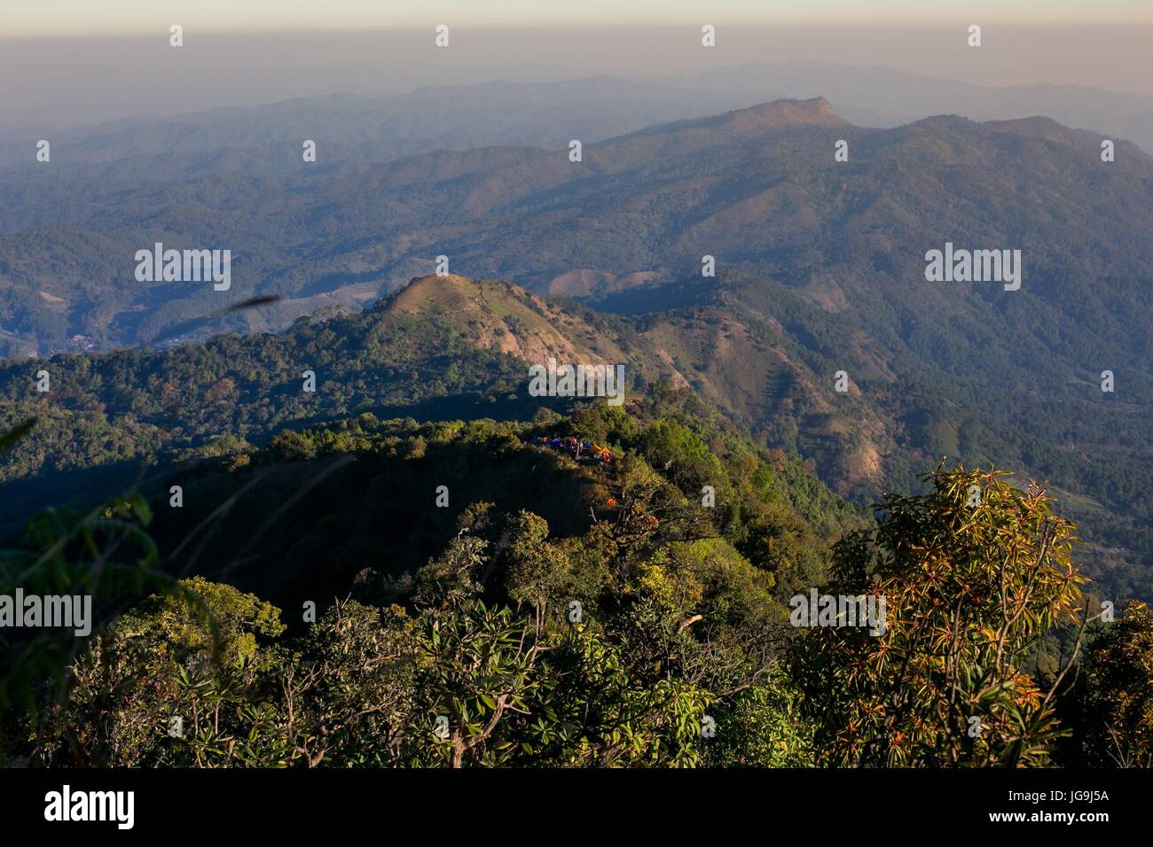 Spectacular jungle landscape with mountain range Stock Photo - Alamy