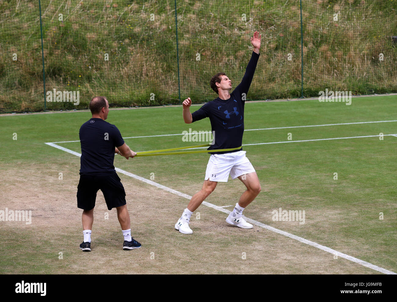 Andy Murray during a training session with fitness coach Matt Little on ...