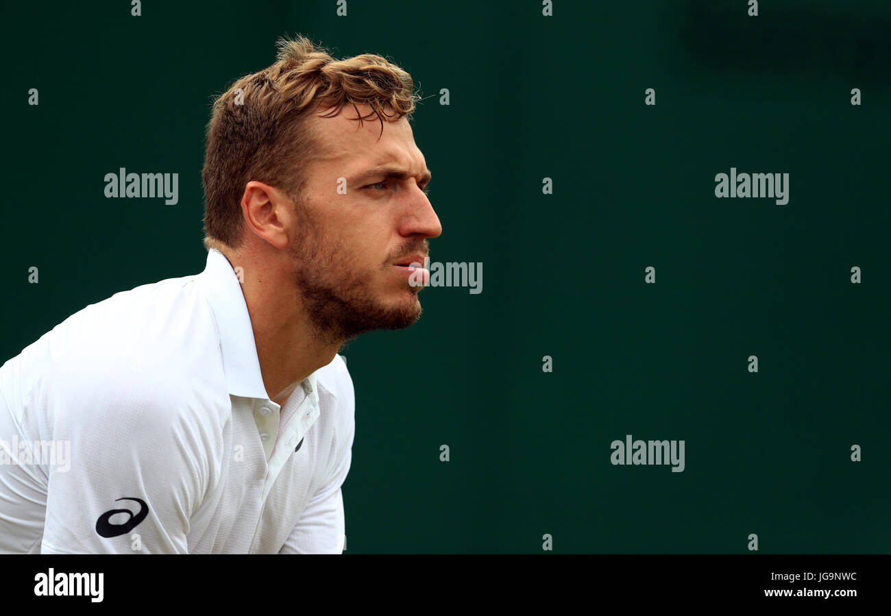 Alexander Ward in action against Kyle Edmund on day two of the ...