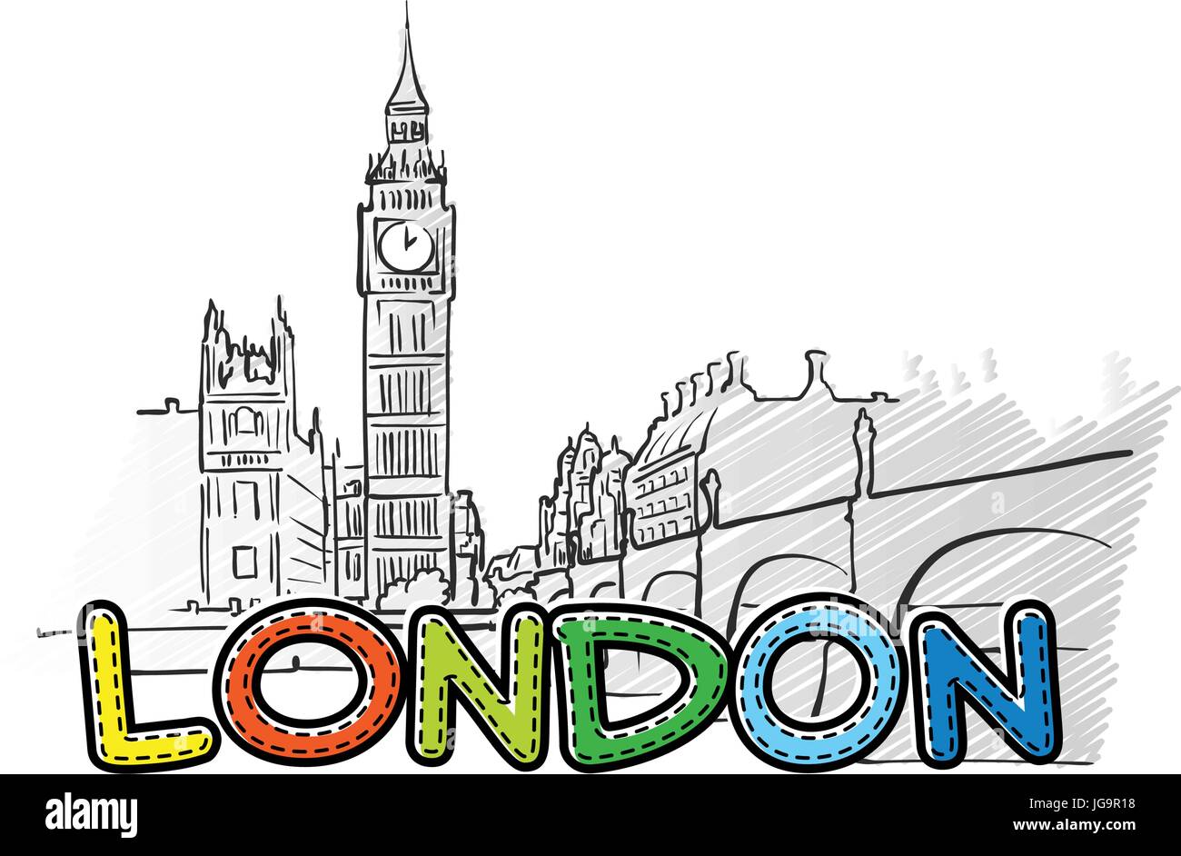 London Landmark Drawing High Resolution Stock Photography and Images ...