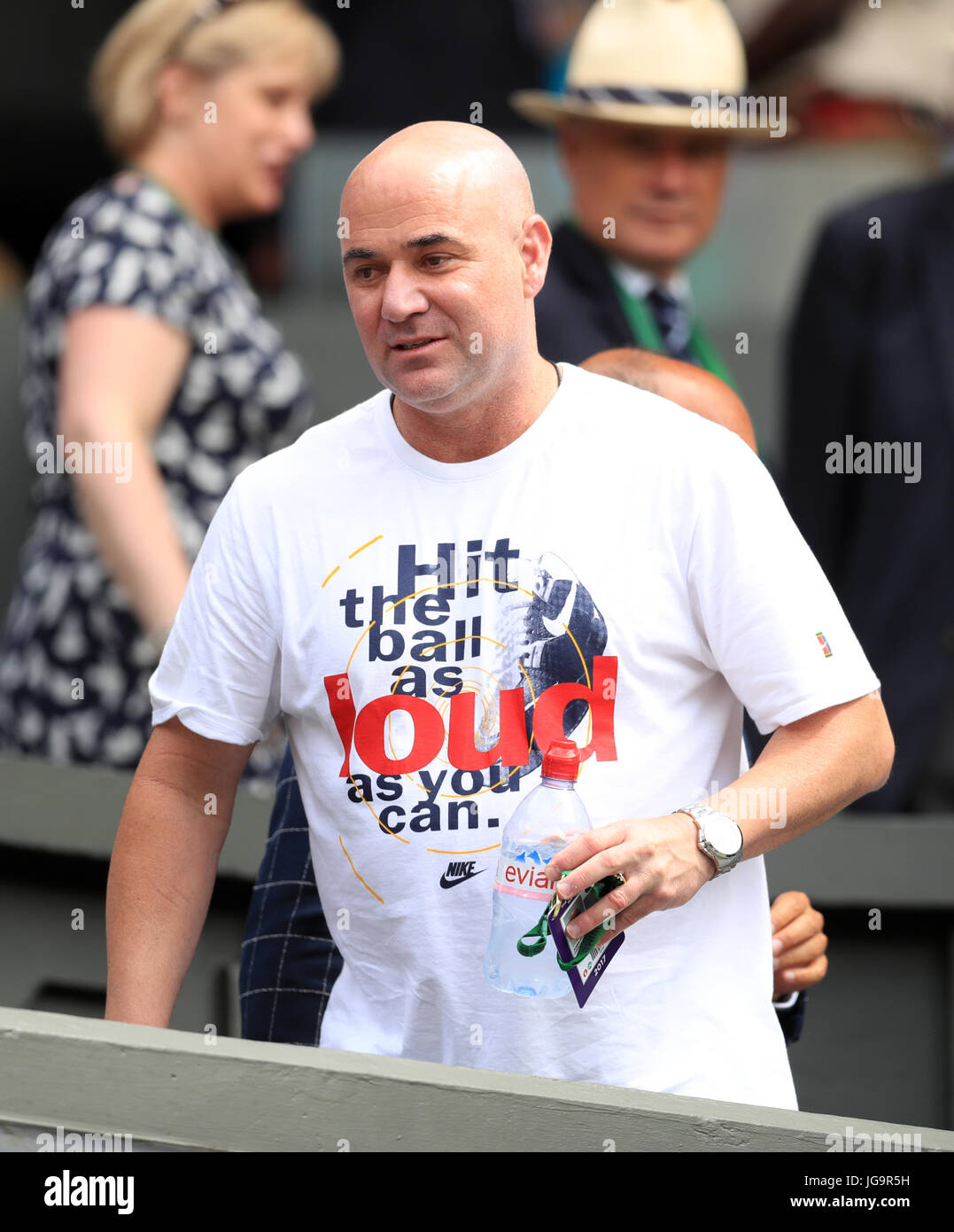 Novak Djokovic's coach Andre Agassi on day two of the Wimbledon ...
