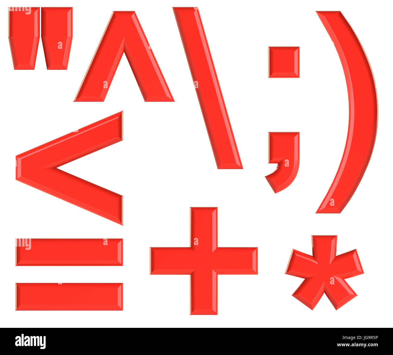 Set of red symbols. 3D illustration Stock Photo - Alamy