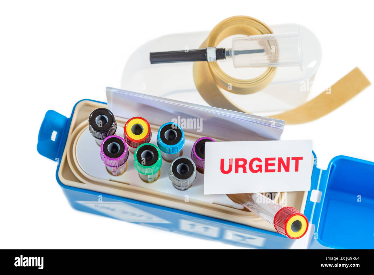 rack of blood tubes with name for proper identification in nurse at ...