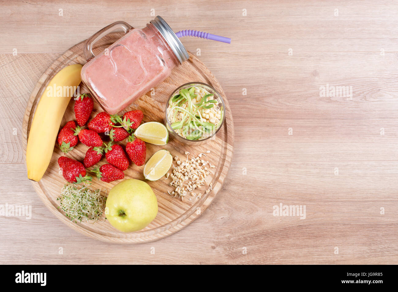 Detox cleanse drink, fruits and berries smoothie ingredients. Natural ...