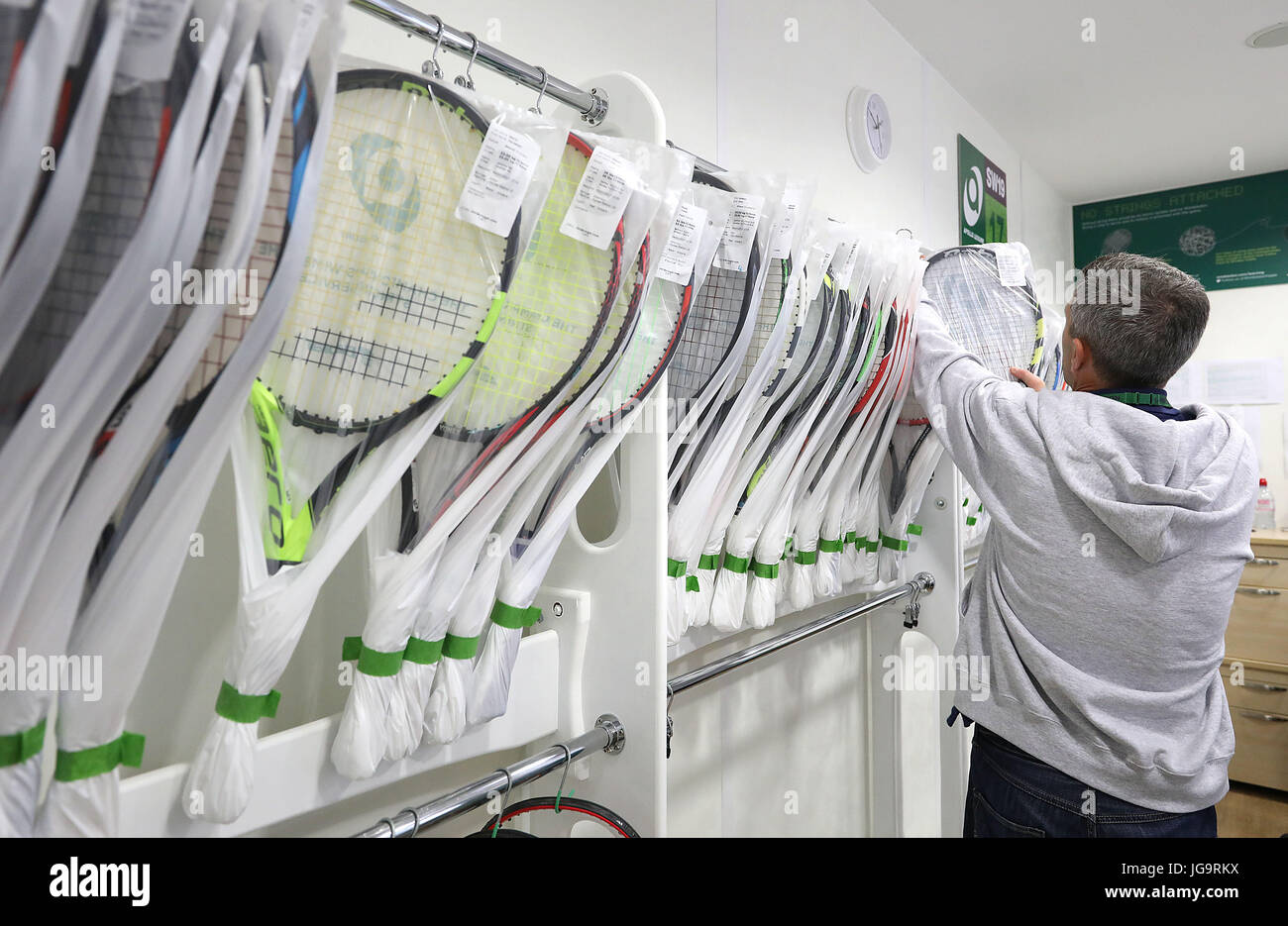 Stringing tennis rackets hi-res stock photography and images - Alamy
