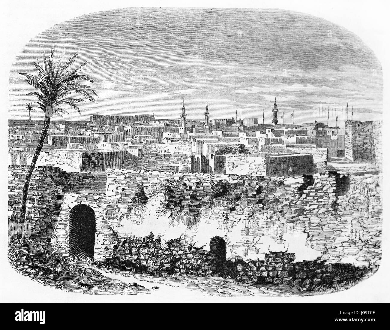 wide view of Tripoli stone house roofs extending to the horizon, Libya ...