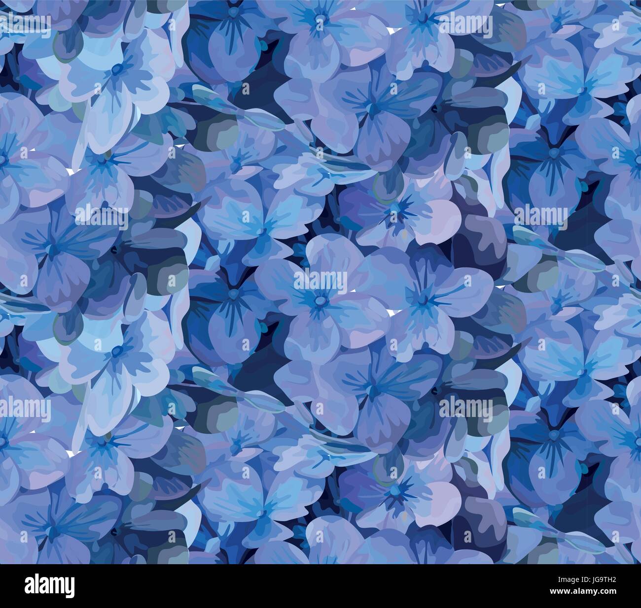 Hydrangea Hortensia flower Seamless pattern. Vector watercolor purple ...