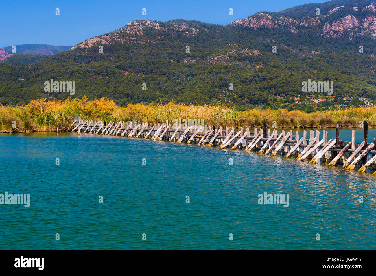 TURKEY, MUGLA ,DALYAN, - 5 MAY , 2017: The Dalyan River with tourist ...