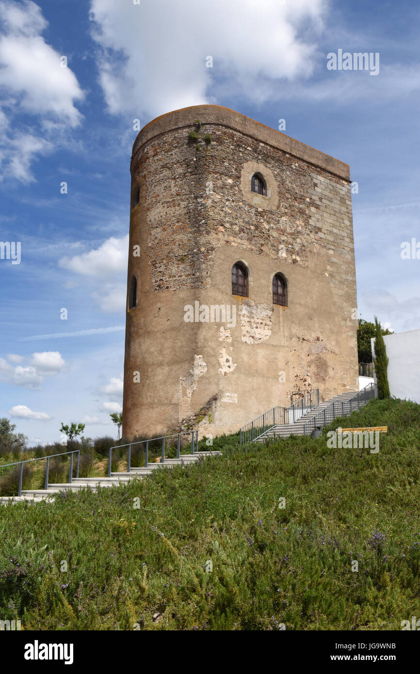 Tower of the castle of the village of Redondo, Alentejo region ...