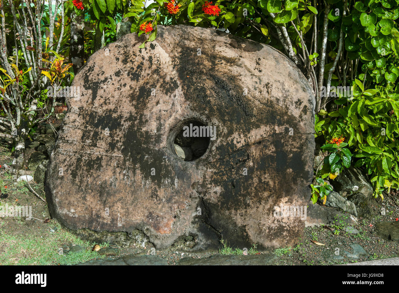 Stone money on the island of Yap, Micronesia Stock Photo - Alamy