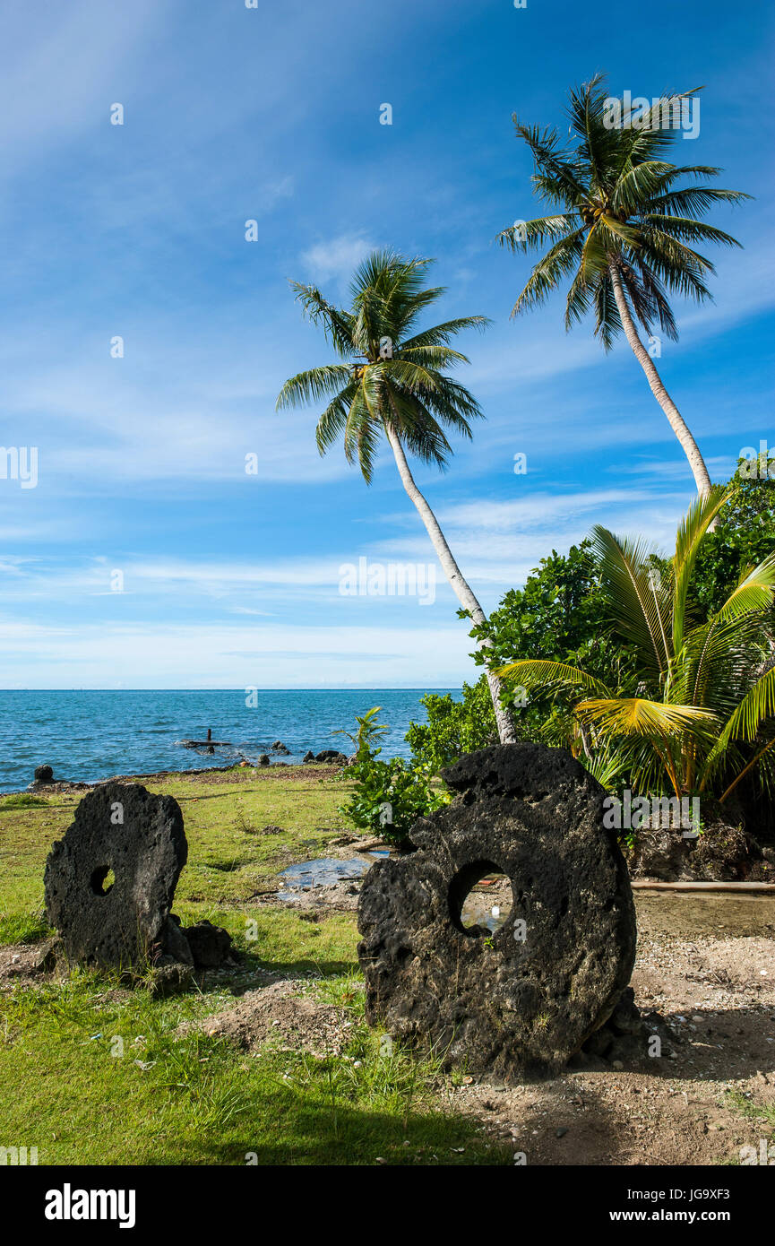 Stone money on the island of Yap, Micronesia Stock Photo - Alamy