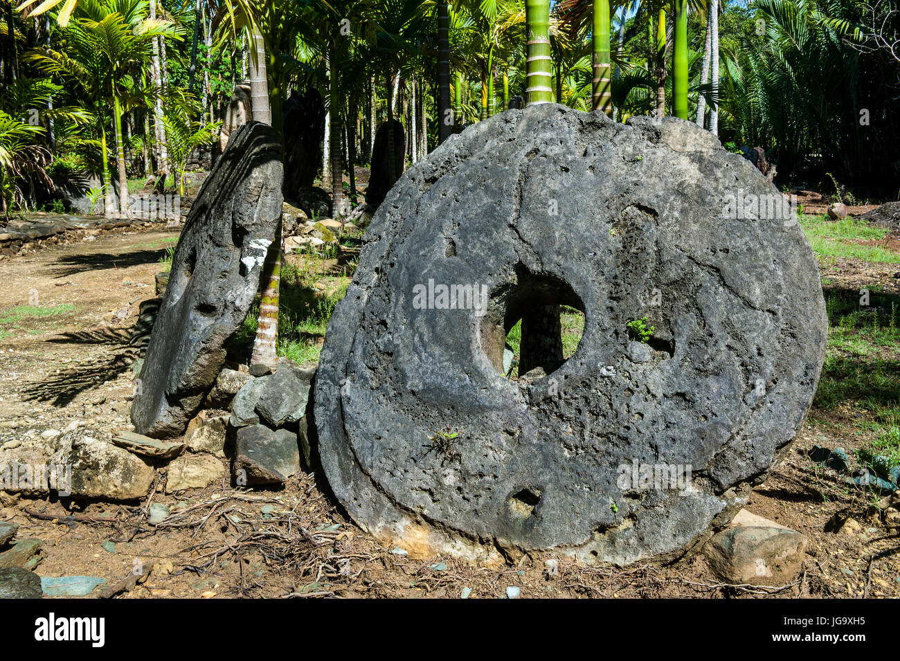 Stone money on the island of Yap, Micronesia Stock Photo - Alamy
