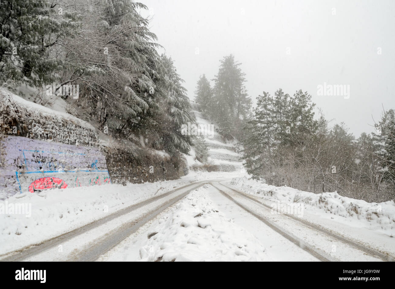 Murree-Ayubia Road in Winter, Near Islamabad, Pakistan Stock Photo - Alamy