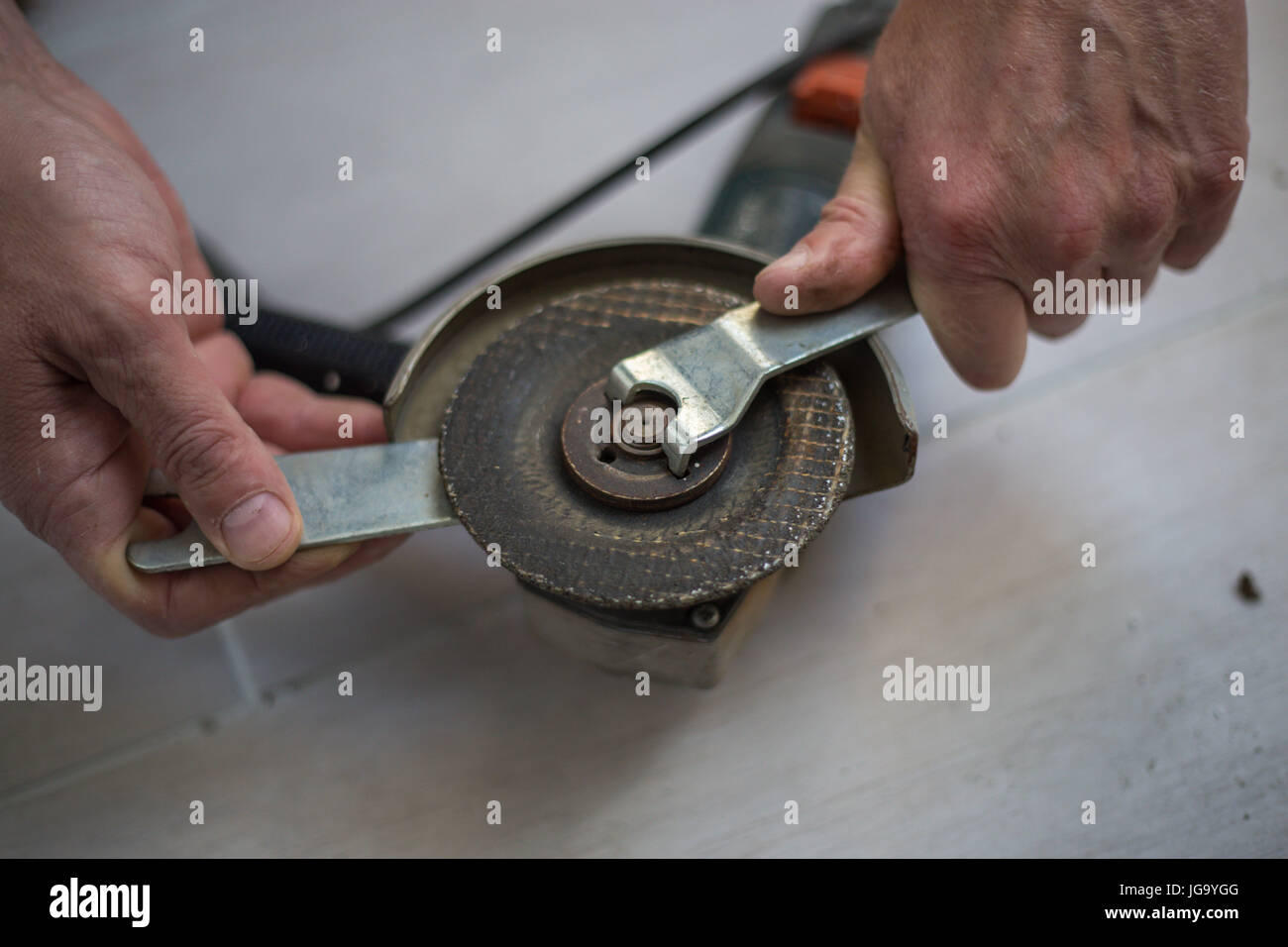 Expert, rotating wheels from grinding, the tool for loosening Stock ...