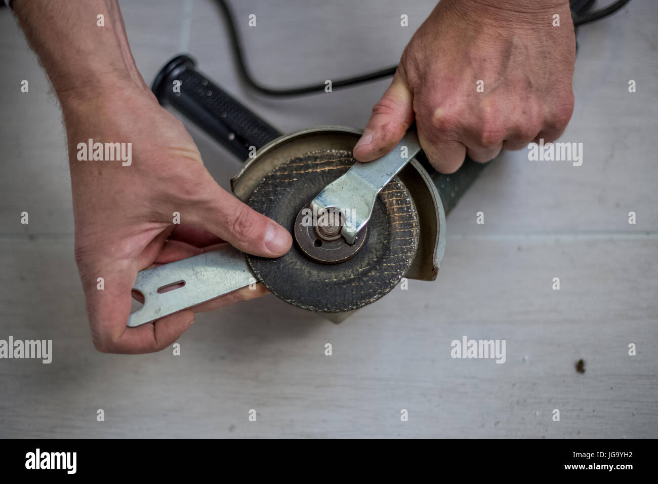 Expert, rotating wheels from grinding, the tool for loosening Stock ...