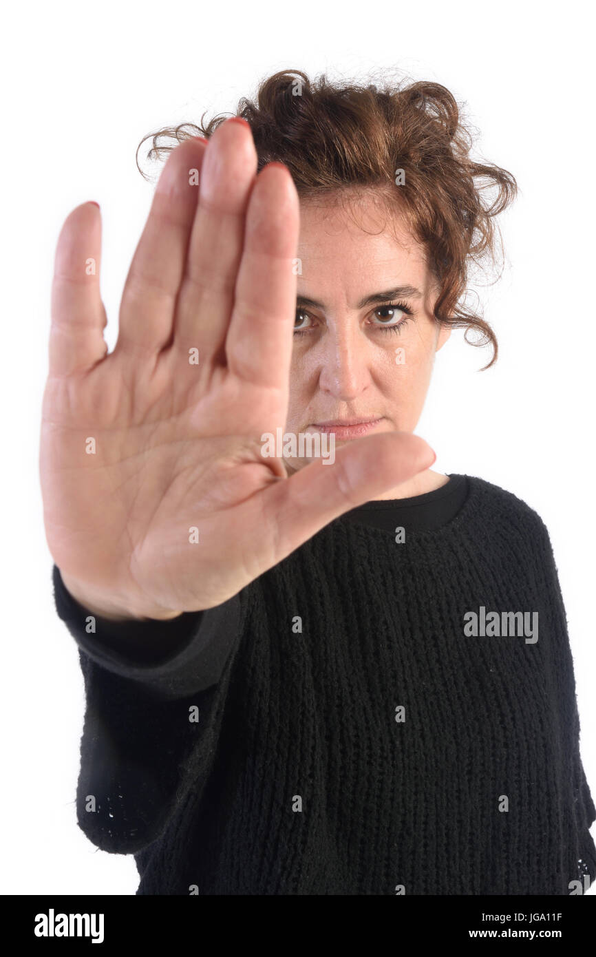 woman with stop sign Stock Photo - Alamy