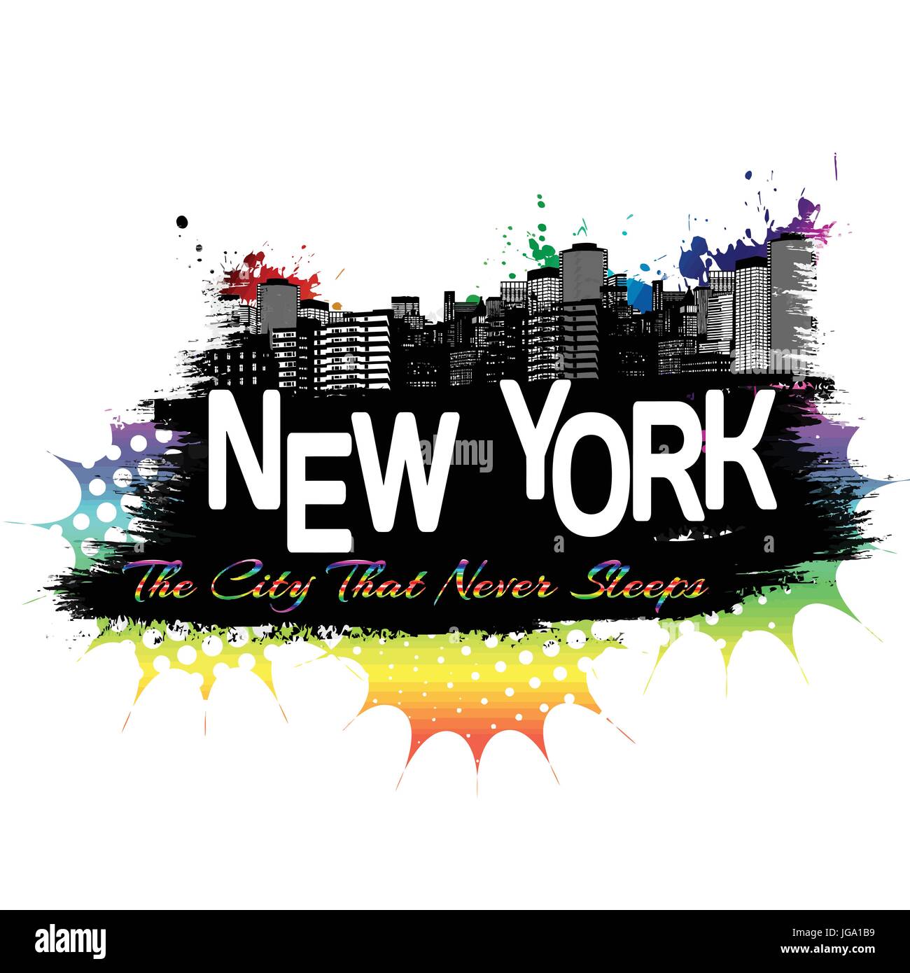 New york typography print design on white background, vector ...