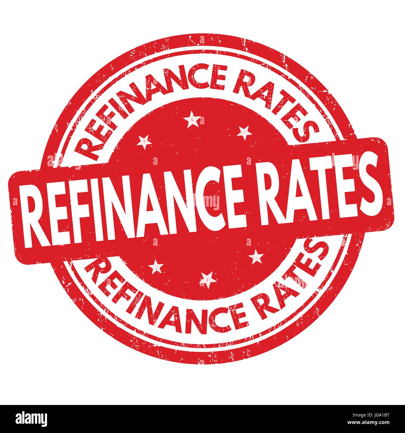 Refinance rates sign or stamp on white background, vector illustration ...