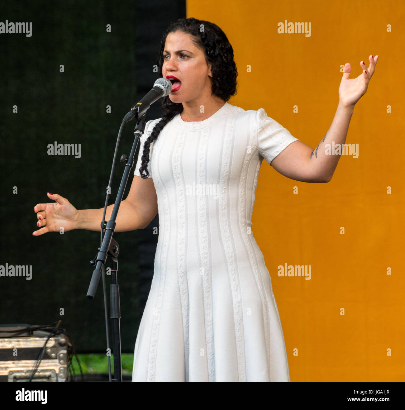 Malmö, Sweden. 04th July, 2017. Tunisian singer Emel Mathlouthi on ...