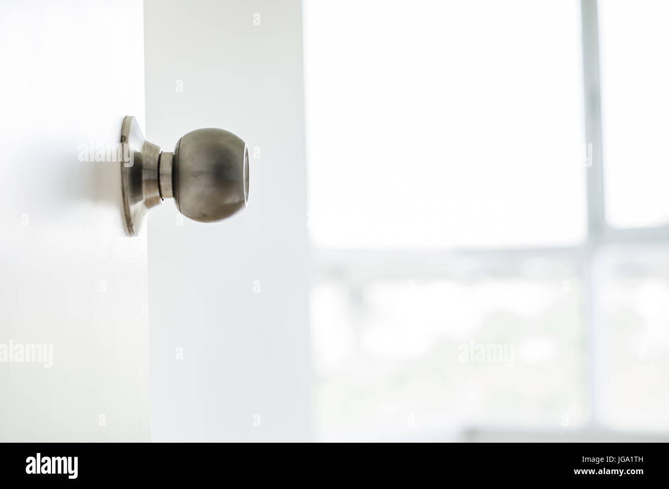 Close up, White Half-open door into room Stock Photo - Alamy