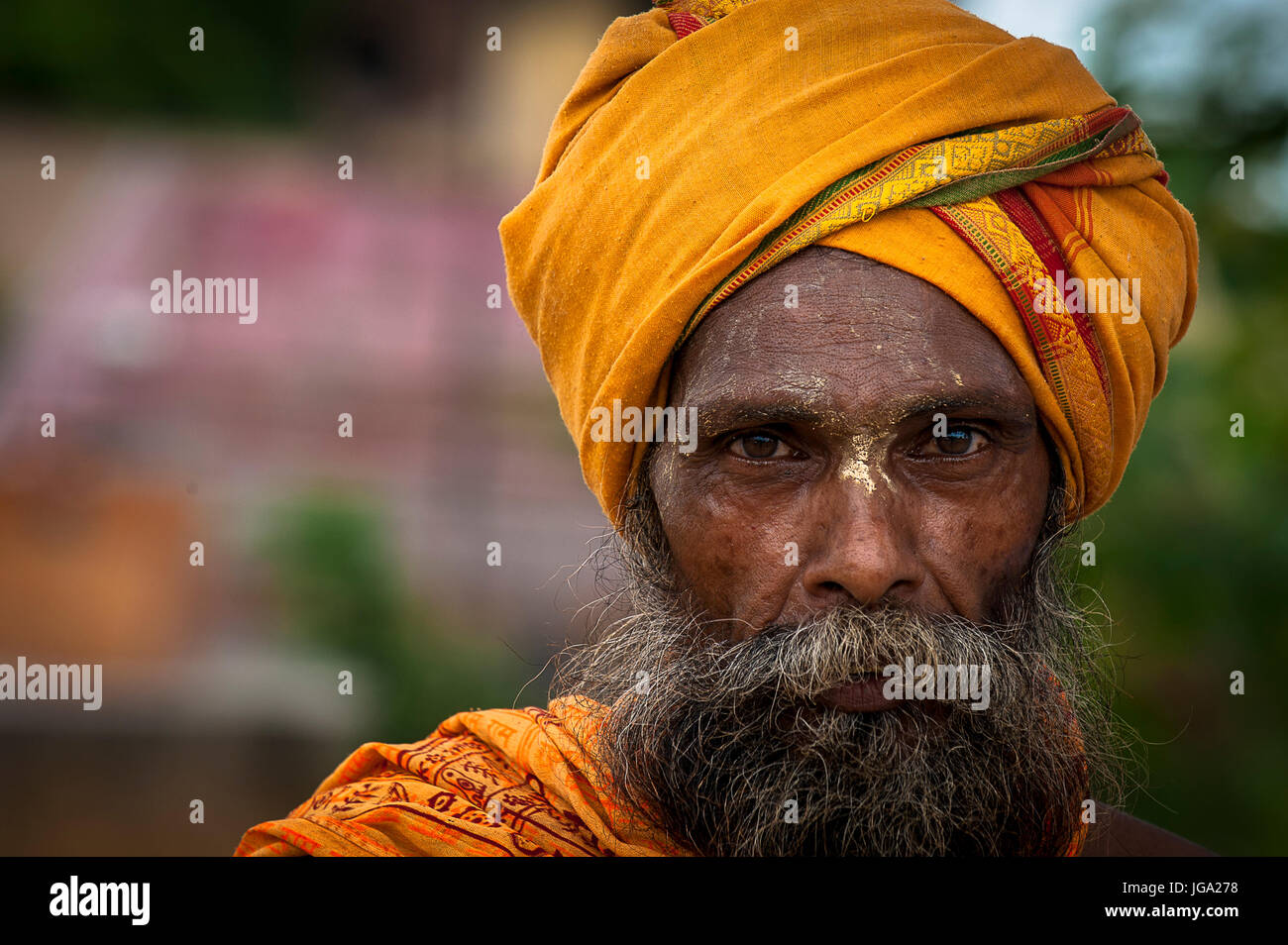 Sadhu, an hindu holy man, on a pilgrimage to the holy city of Pushkar ...