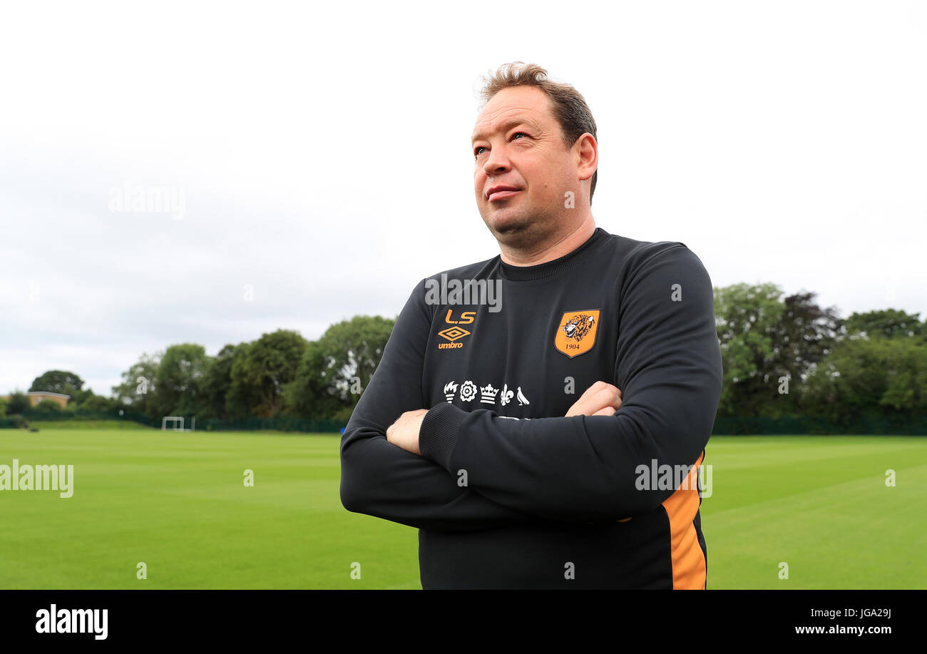 Hull City manager Leonid Slutsky poses for photographs after a press ...