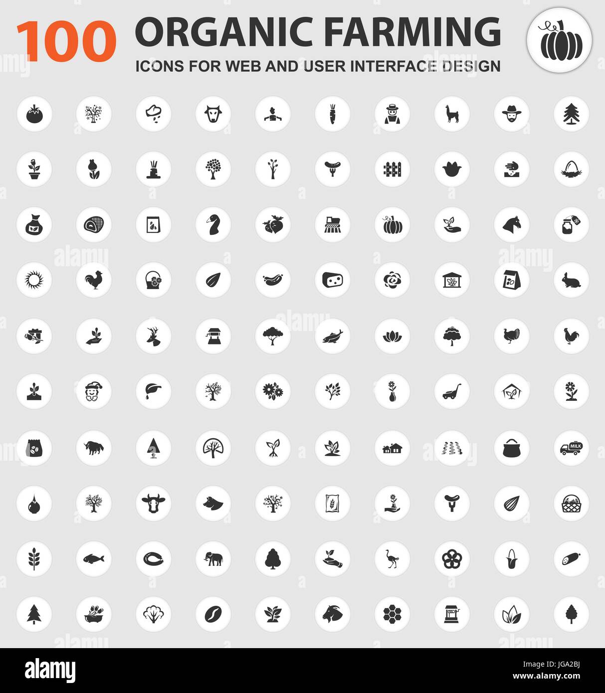 Organic farming icons for web and user interface design Stock Vector ...