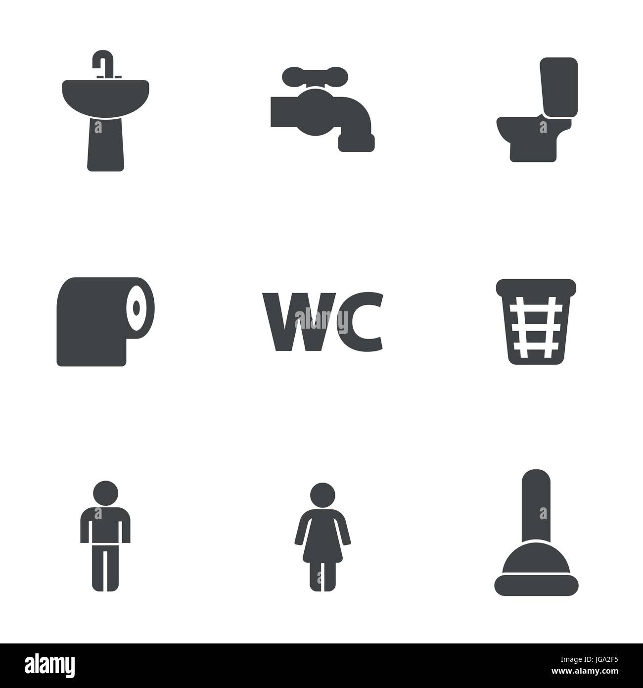 Wc toilet icons set hi-res stock photography and images - Alamy