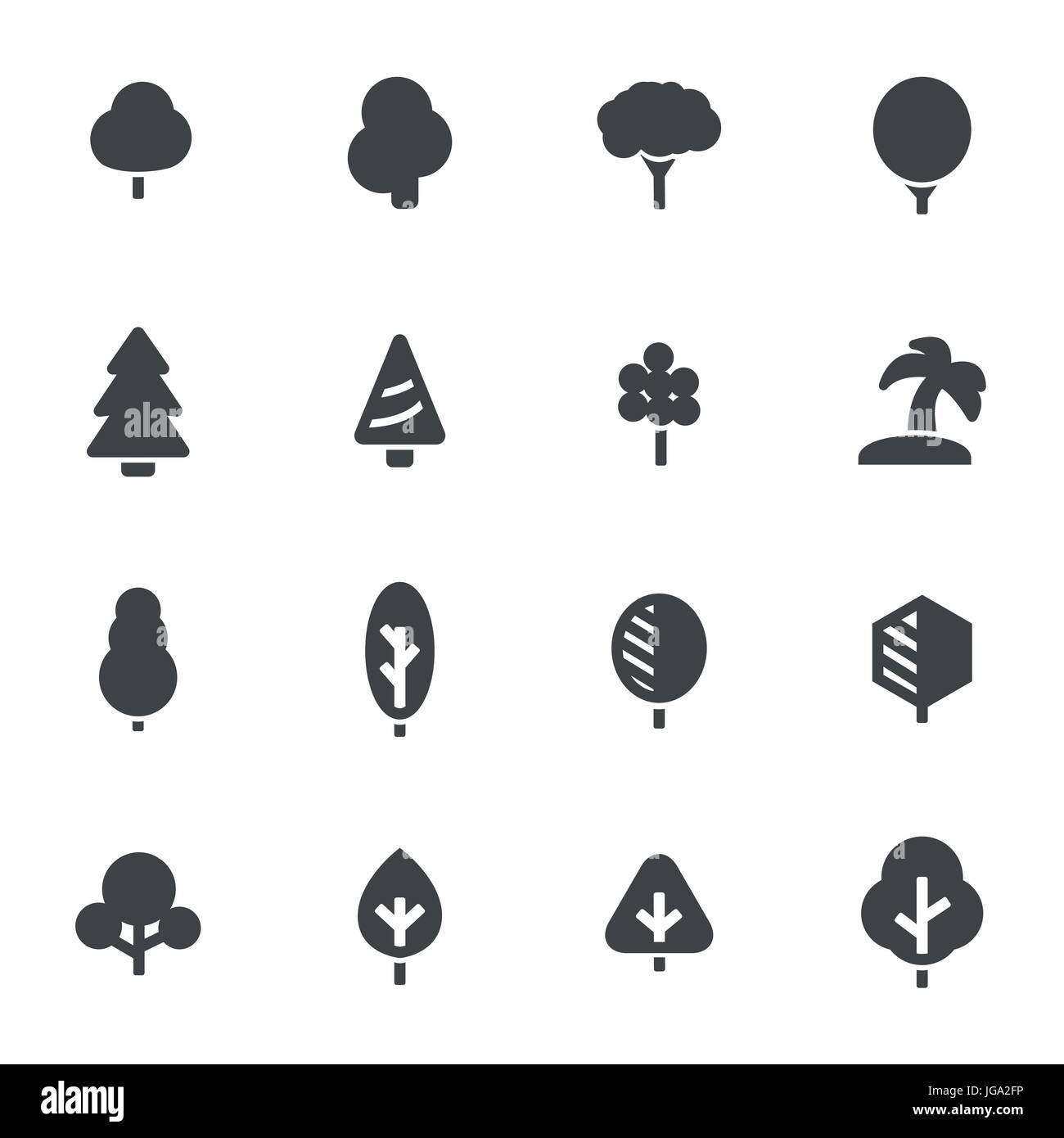 Vector black tree icons set Stock Vector Image & Art - Alamy