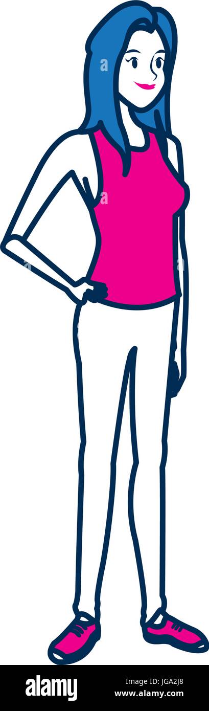 cartoon woman character happy girl smiling young beautiful female Stock ...